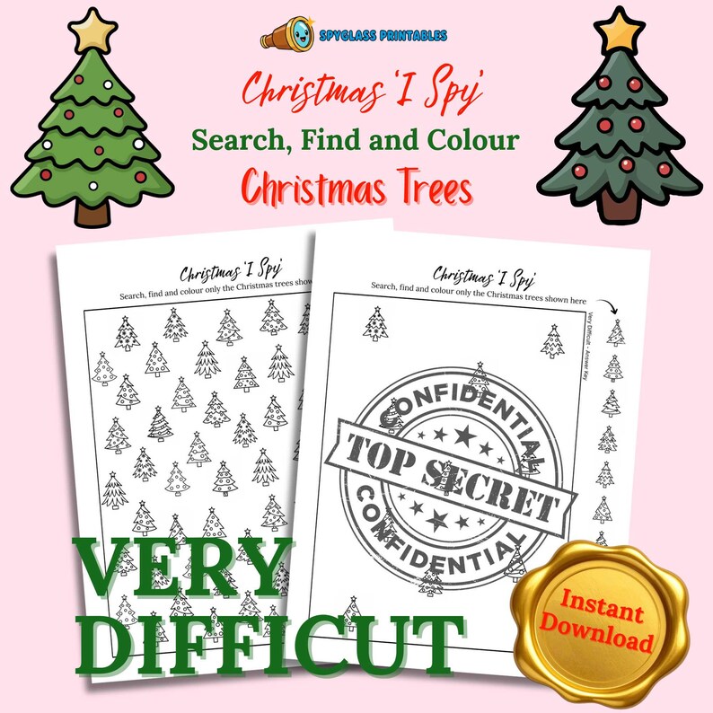 4 Christmas Tree 'I Spy' Search and Find Printable Activity: 4 Unique ...