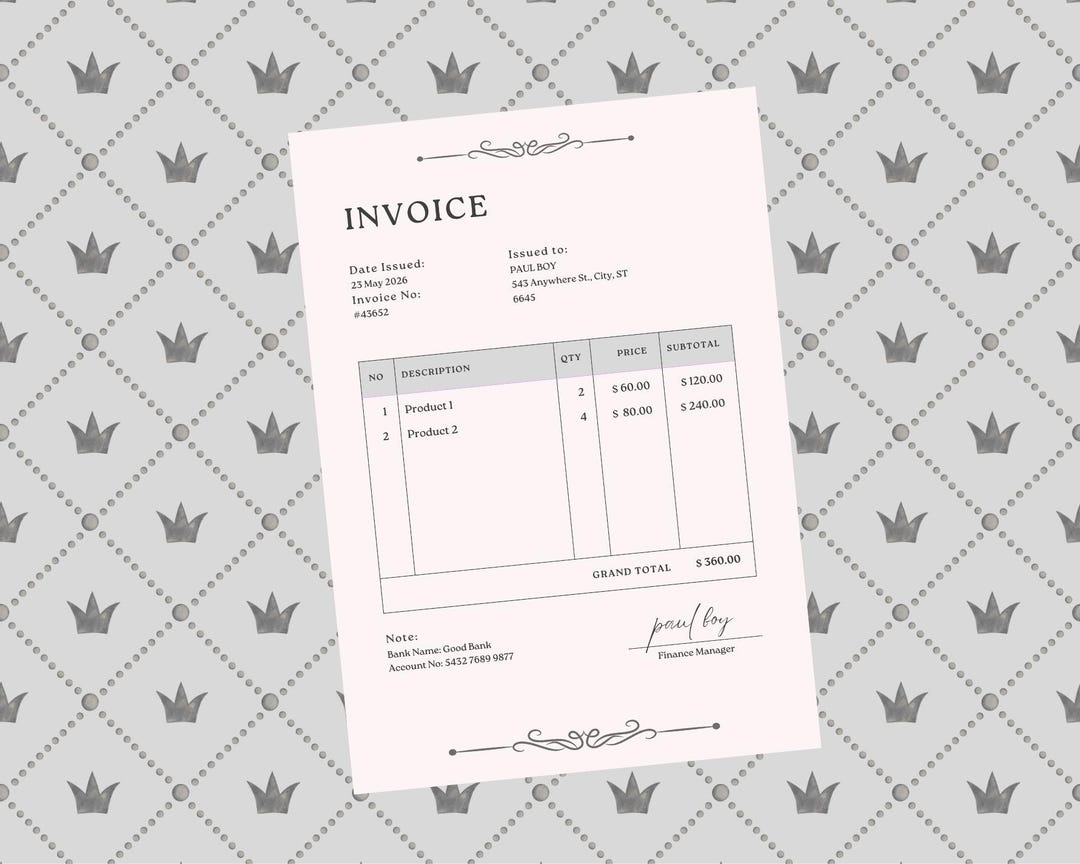 Invoice Template US Letter Size | Printable Word & Canva Template ...