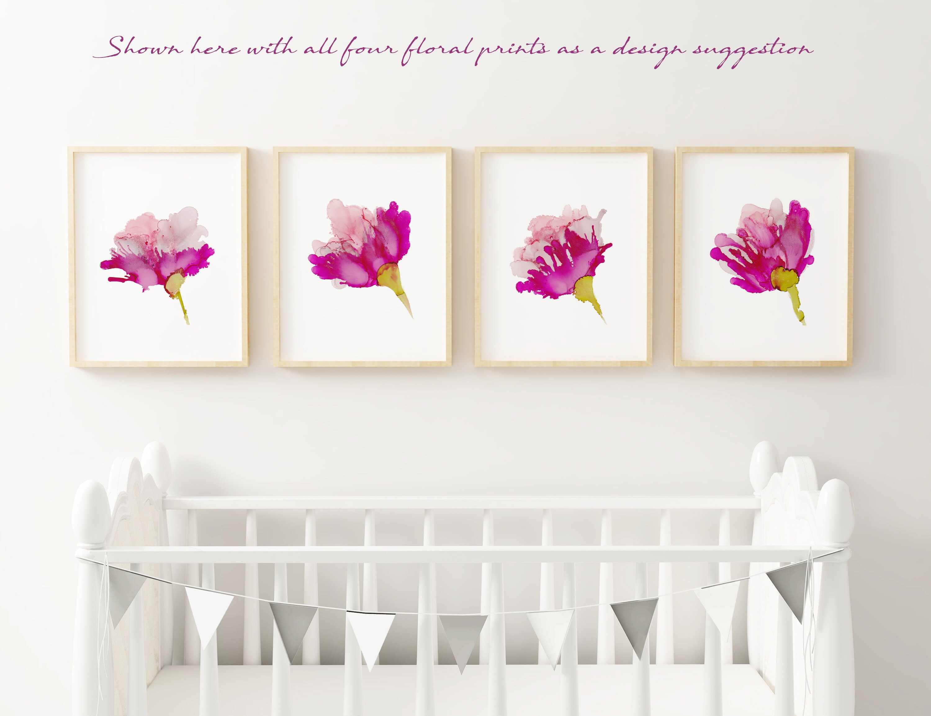 Original Artwork Printable Beautiful Pink Floral Alcohol | Etsy