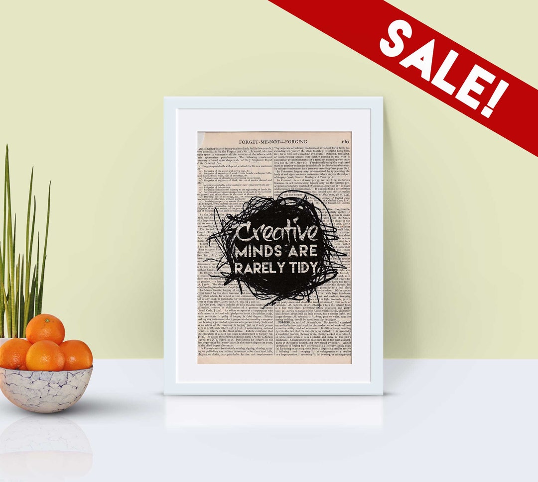 Book Page Art With Inspirational Quote, Creative Minds - Etsy