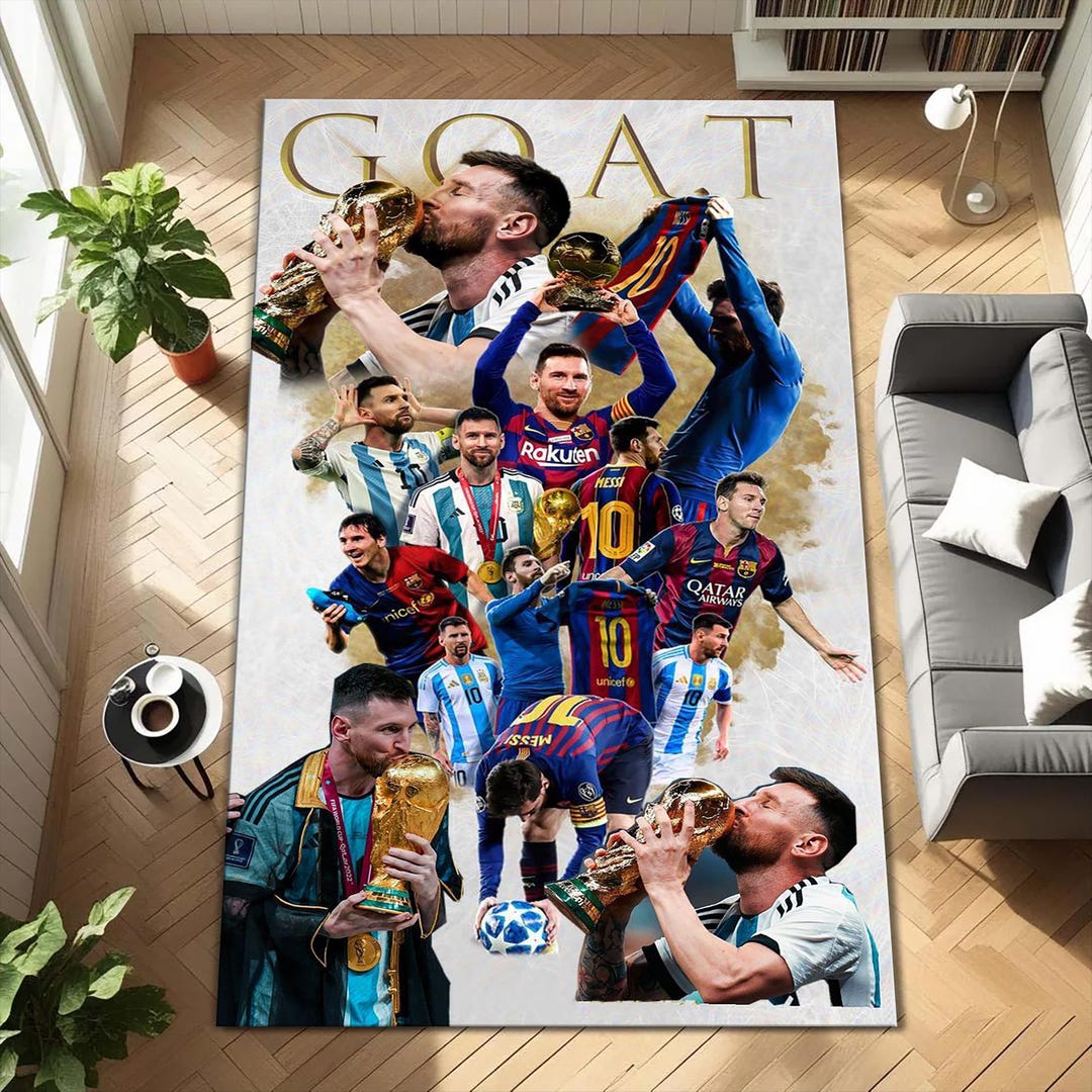 Lionel Messi Rug, Soccer Fan Gift, Teen Game Room Decor - Etsy