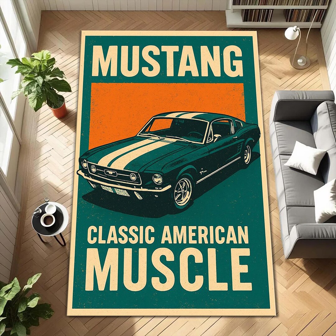 Ford Mustang Rug, Sports Car Rug, Tuning Car Rug, Muscle Car Rug, Man ...