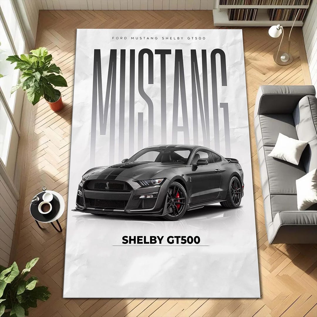 Ford Mustang Rug, Super Car Rug, Tuning Car Rug, Mustang Shelby GT500 ...