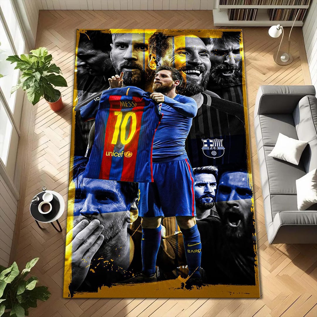 Lionel Messi Rug, Football Fan Gift, Teen Game Room Decor - Etsy