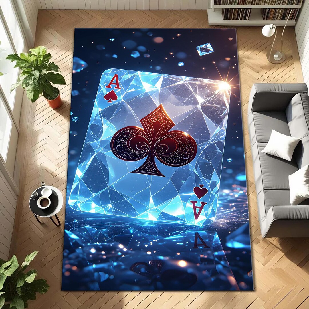 Ace of Spades Rug: 3D Poker Card Print, Casino Style Floor Mat, Gamer ...