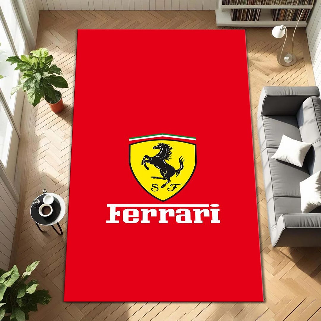 Ferrari Logo Rug, Sports Car Rug, Game Room Decor - Etsy