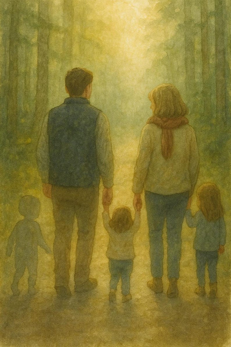 Custom Watercolor Memorial Family Portrait- Personalized Infant Loss ...