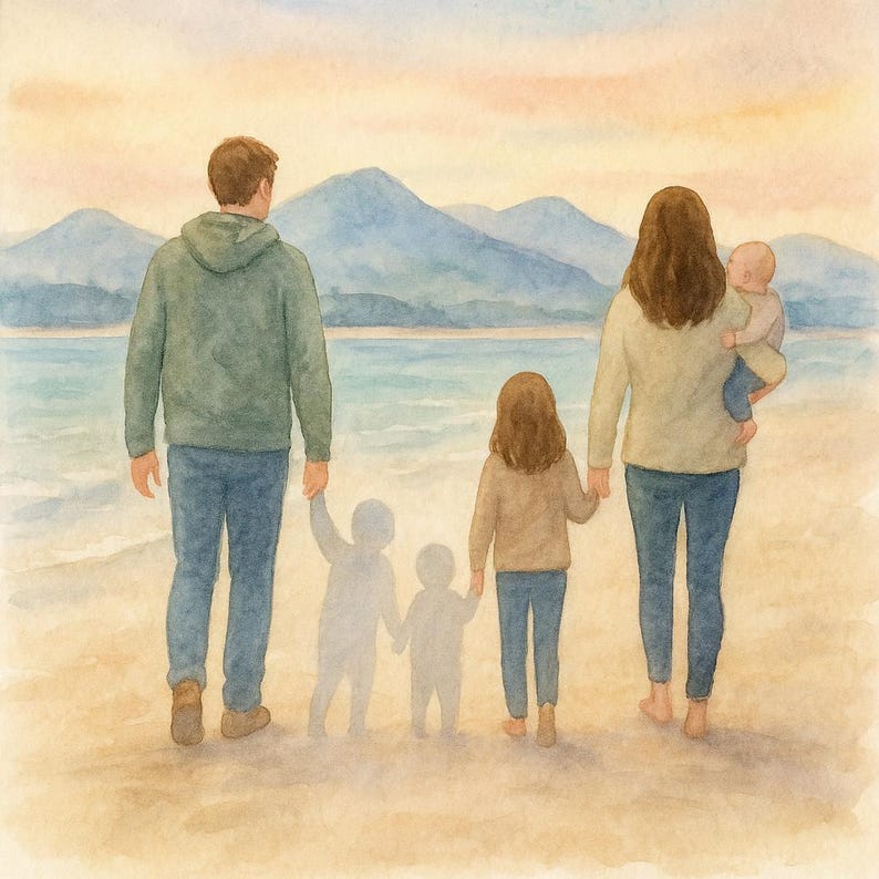 Custom Watercolor Memorial Family Portrait- Personalized Infant Loss ...