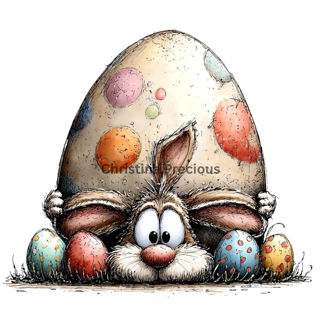 25 Funny Easter Bunny Clipart High Resolution Printable: Digital ...