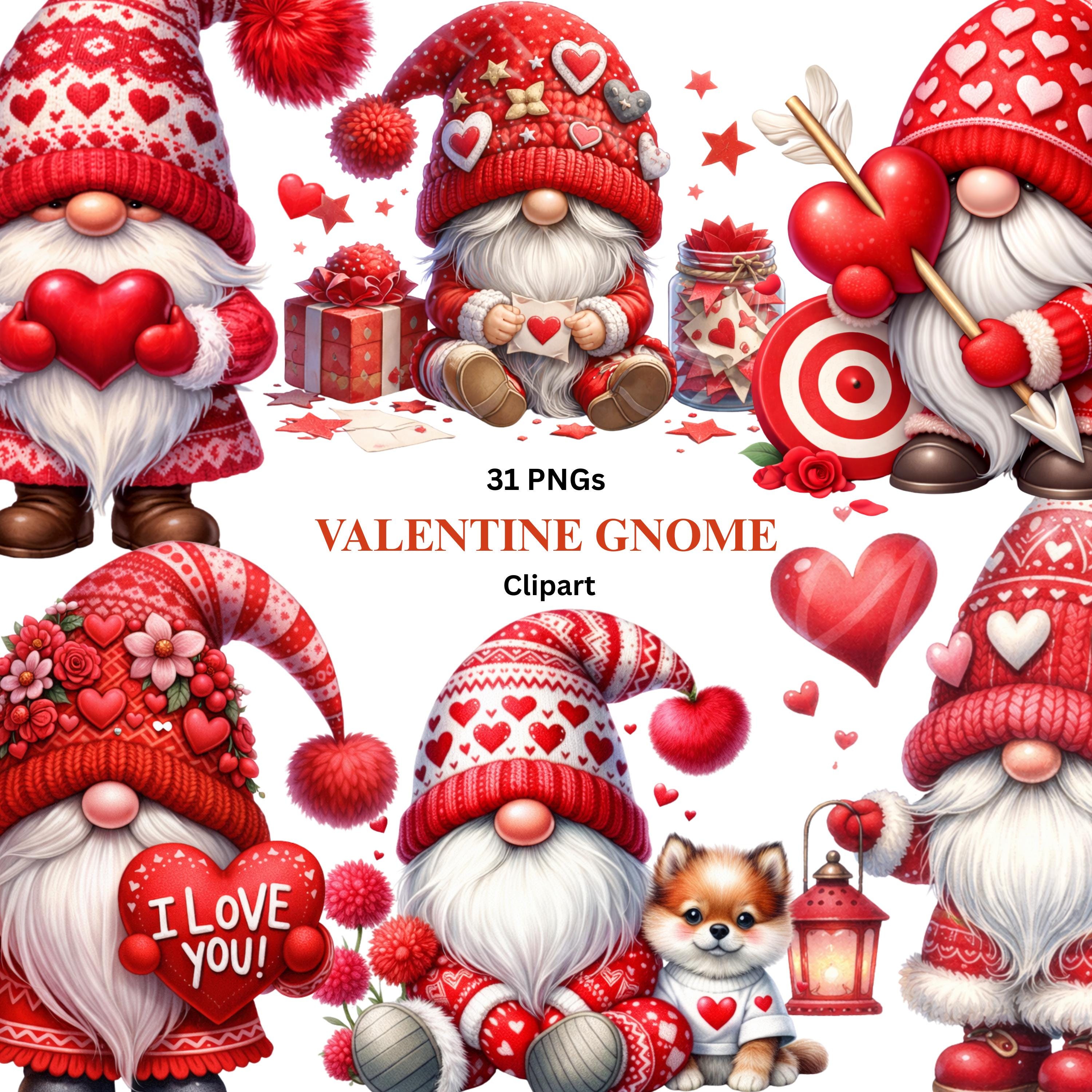 Valentines Gnome Cliparts High Resolution Printable: Whimsical ...