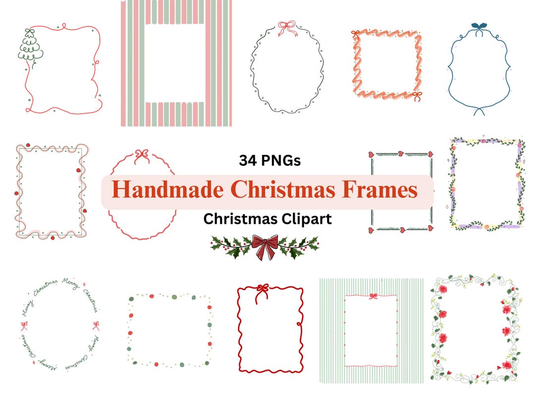 Handmade Christmas Frame Cliparts (digital Download - 34 Pngs) - Etsy