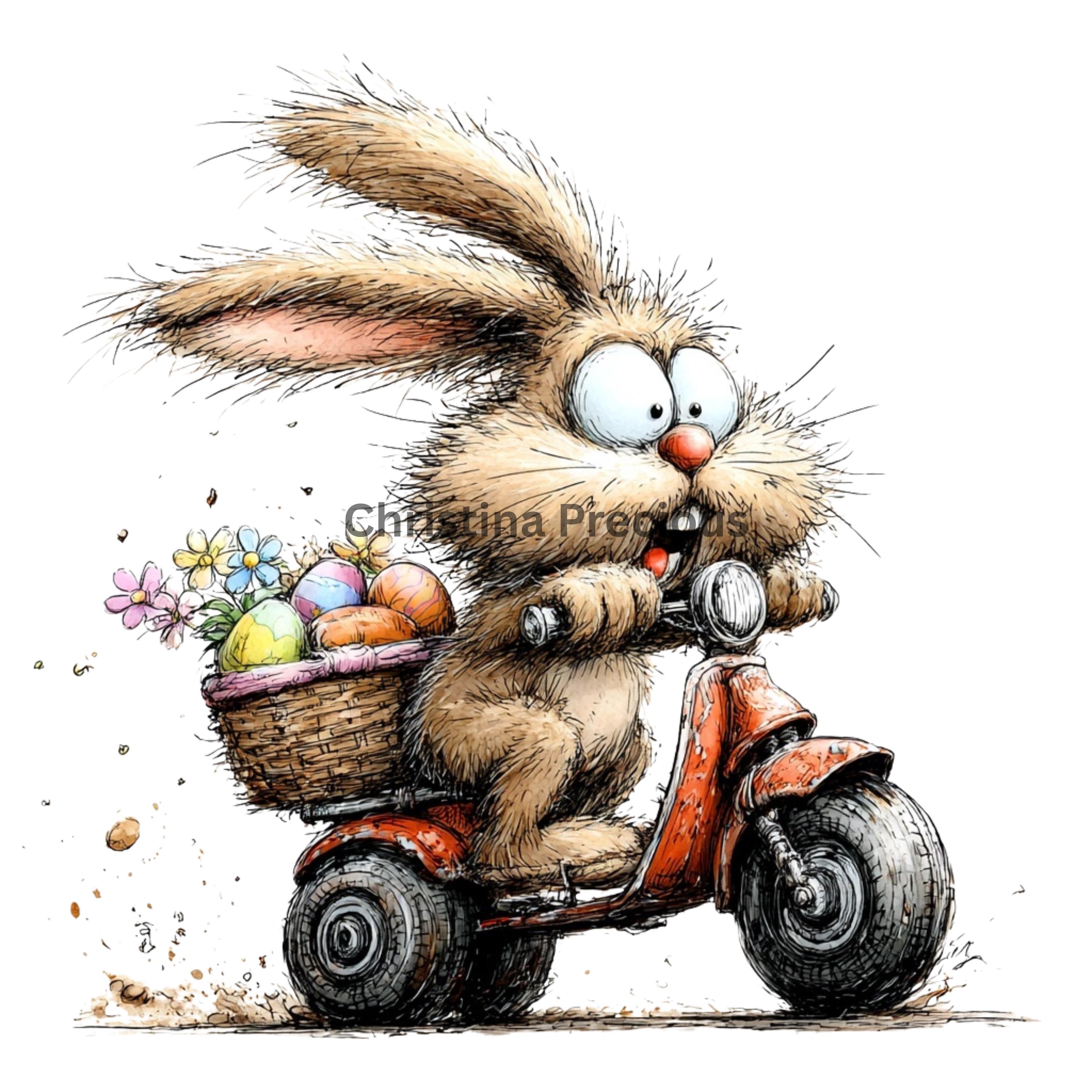 25 Funny Easter Bunny Clipart High Resolution Printable: Digital ...