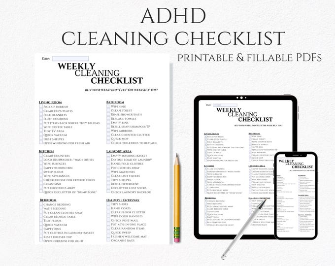 Editable ADHD Checklist Printable Planner Canva Template ADHD Digital ...