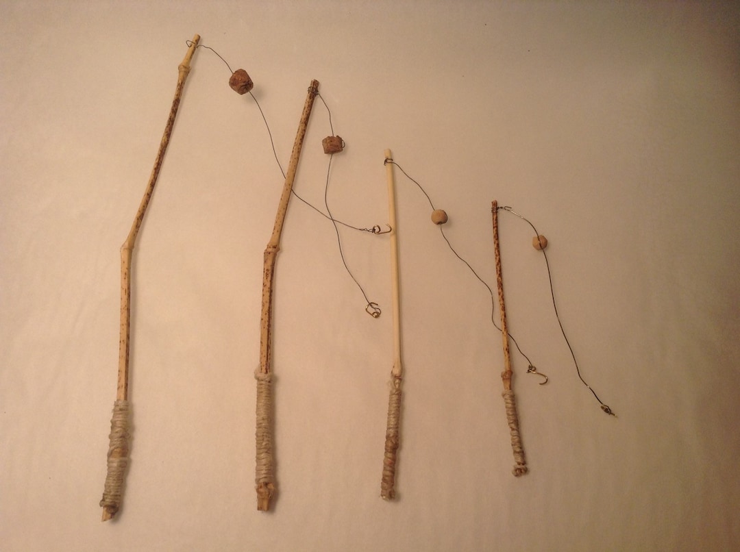 Mini Bamboo Fishing Pole Huck Finn Style Rod 3 to 6 for Dollhouse ...