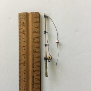Miniature Fishing Pole 3" to 5" 1:24 Scale Bamboo Fishing Rod Dollhouse ...