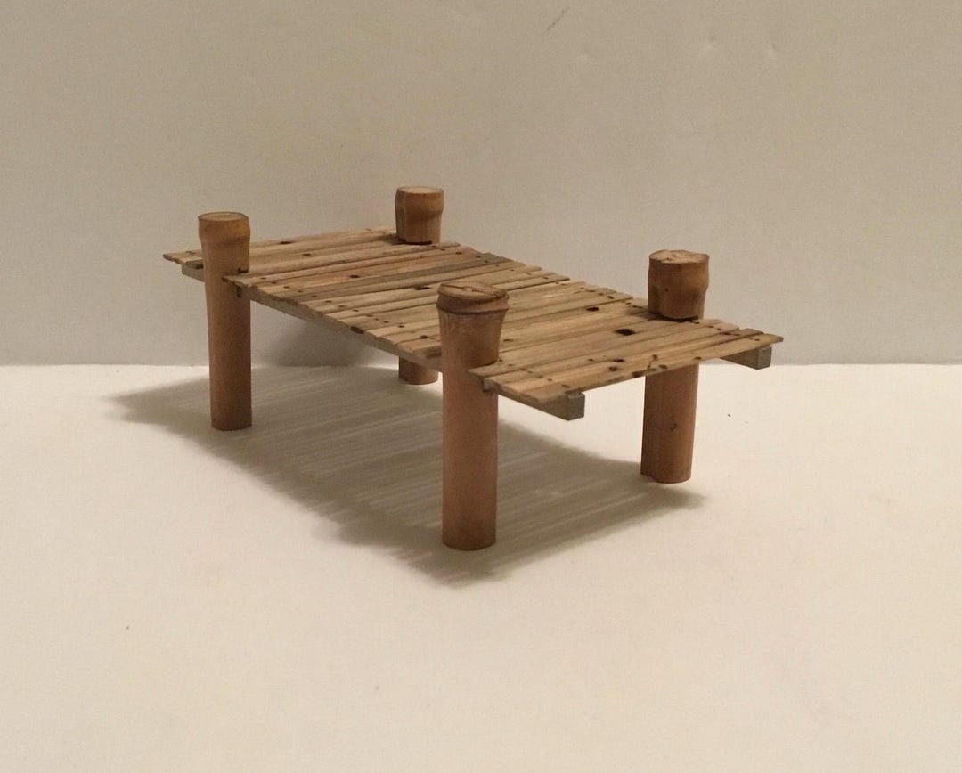 1:24 Miniature Bamboo Dock Pier 6” X 3” X 1-5/8" Deck Height 2-1/4 ...