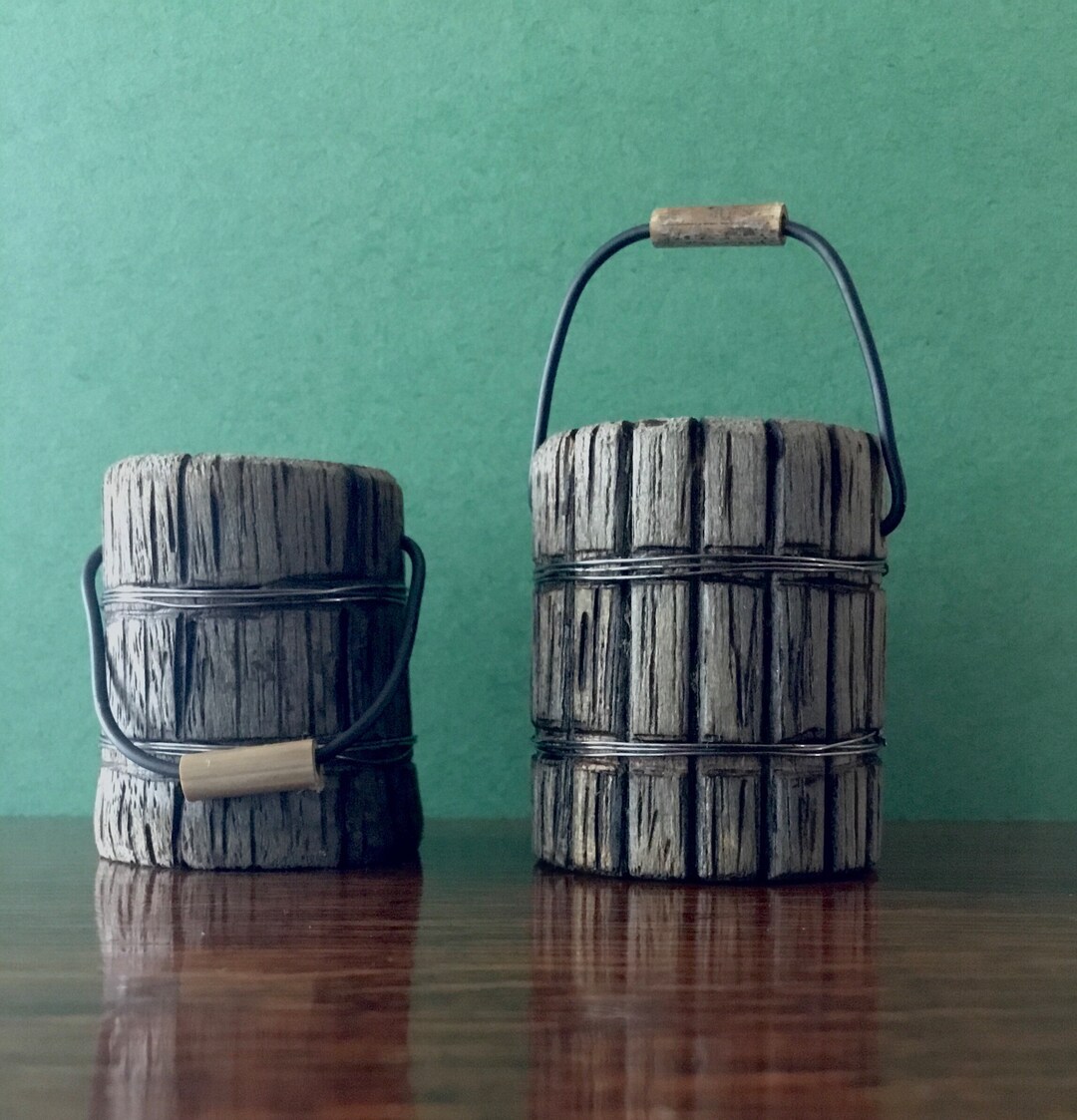 Two Miniature Rustic Buckets 40mm With Moveable Handles - Etsy