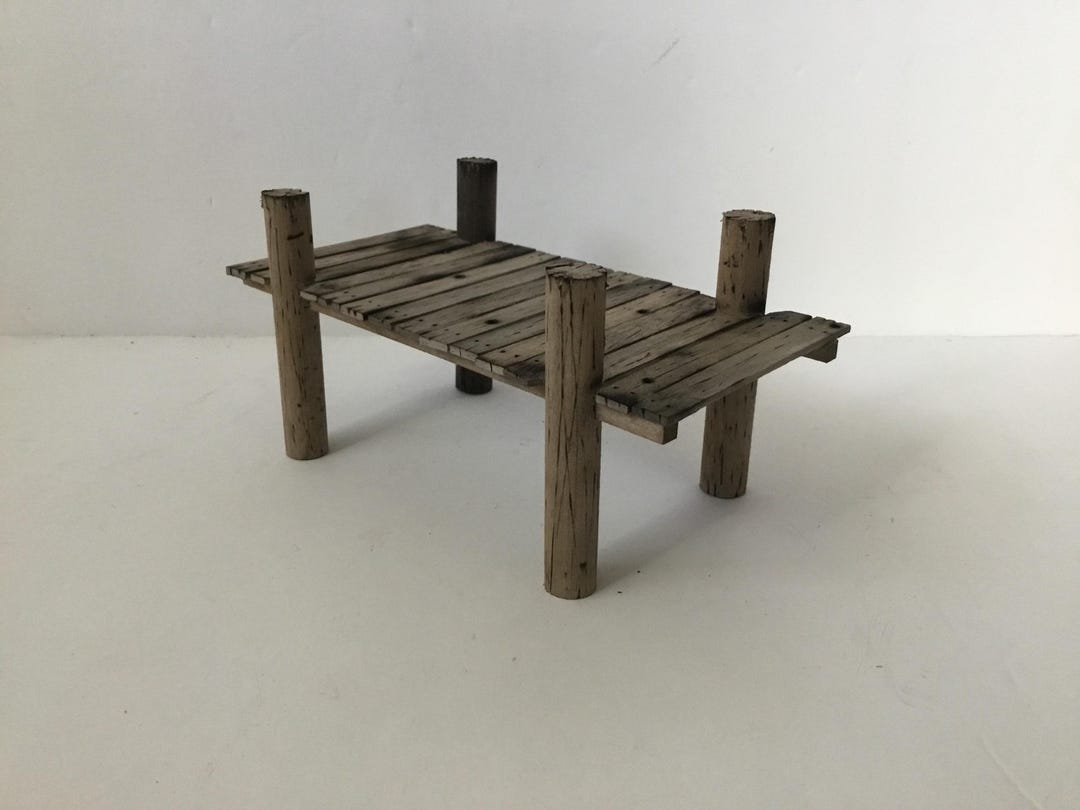 Miniature Dock 1:24 Dollhouse Pier 6 X 3 X 2 Deck Height 3 Pilings 1/18 ...