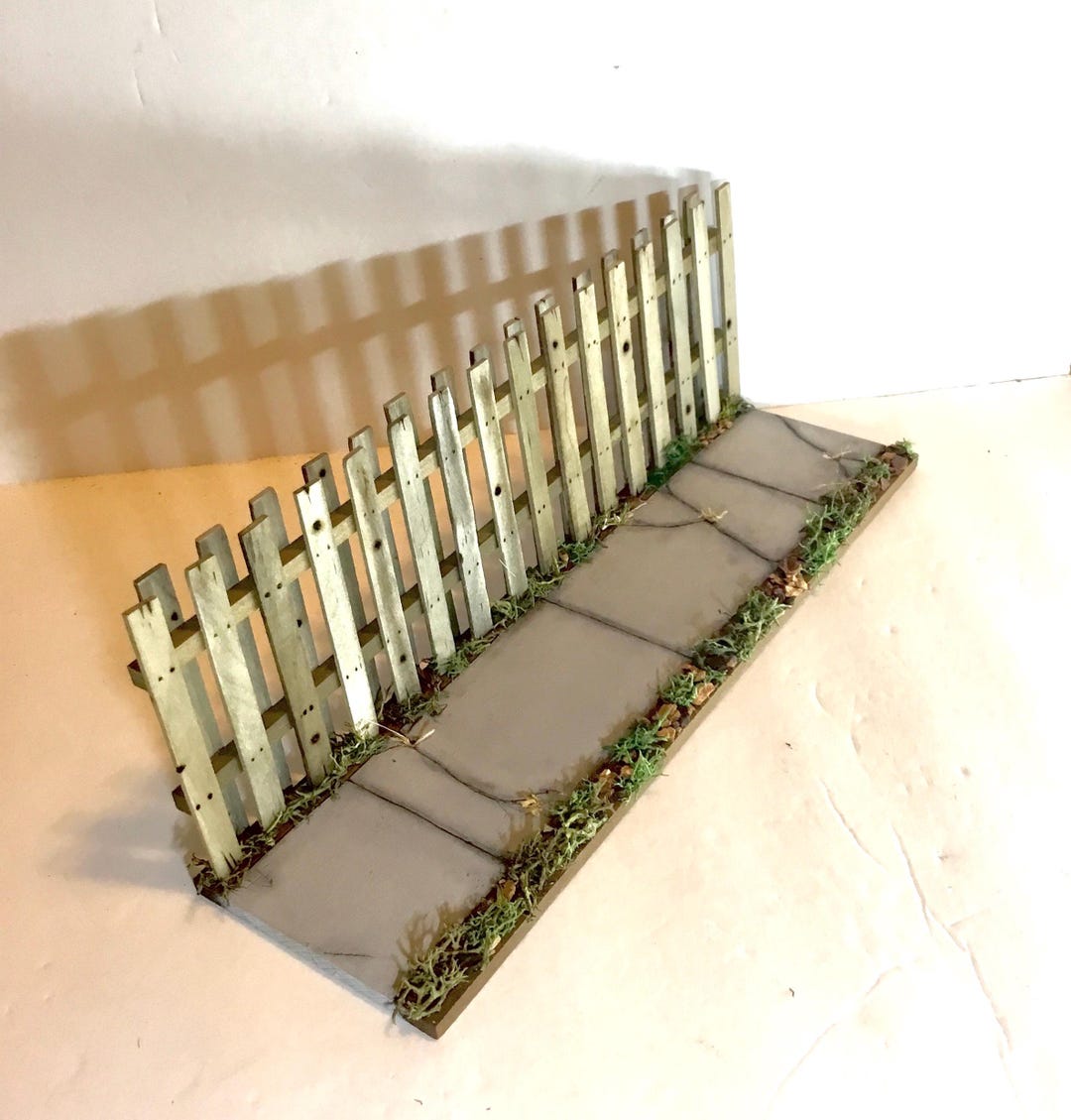 1:12 Scale Prop Miniature Sidewalk With Fence 12" Long X 3-3/4" Wide X ...