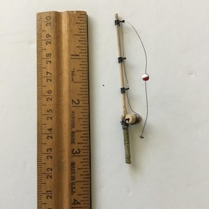 Miniature Fishing Pole 3" to 5" 1:24 Scale Bamboo Fishing Rod Dollhouse ...