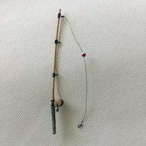 Miniature Fishing Pole 3" to 5" 1:24 Scale Bamboo Fishing Rod Dollhouse ...