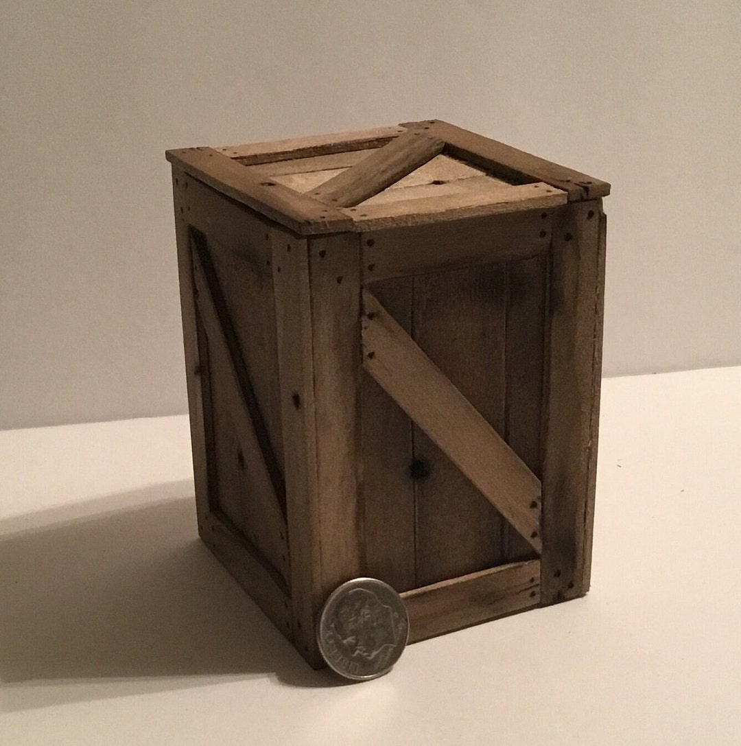 Miniature Cargo Upright Crate 2-3/8 Tall 1:6 Scale Crates for Dollhouse ...