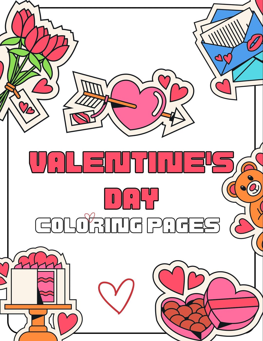 Valentine’s Day Coloring Pages - Etsy