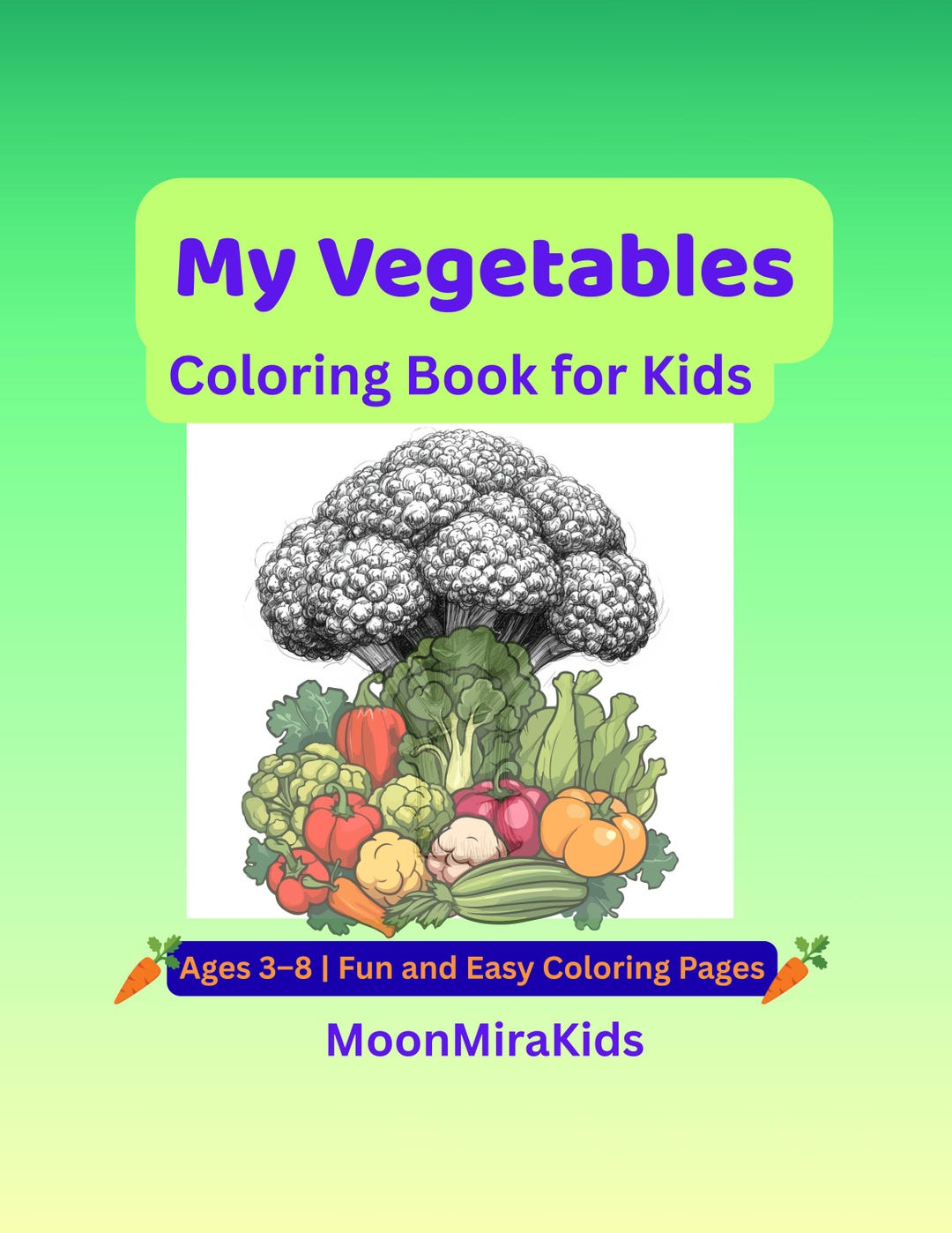 Vegetable Coloring Book for Kids | 50 Fun Pages (digital Download) - Etsy