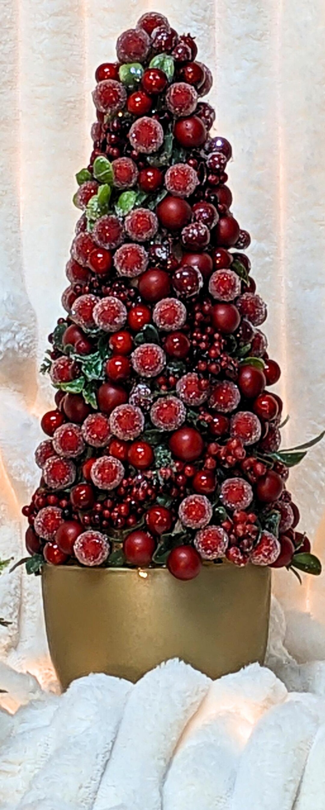 Faux Red Berries Topiary, Gold Terracotta Pot - Etsy