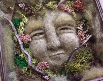 Horned God Green Man Sculpture Wiccan Altar Needle Felted - Etsy