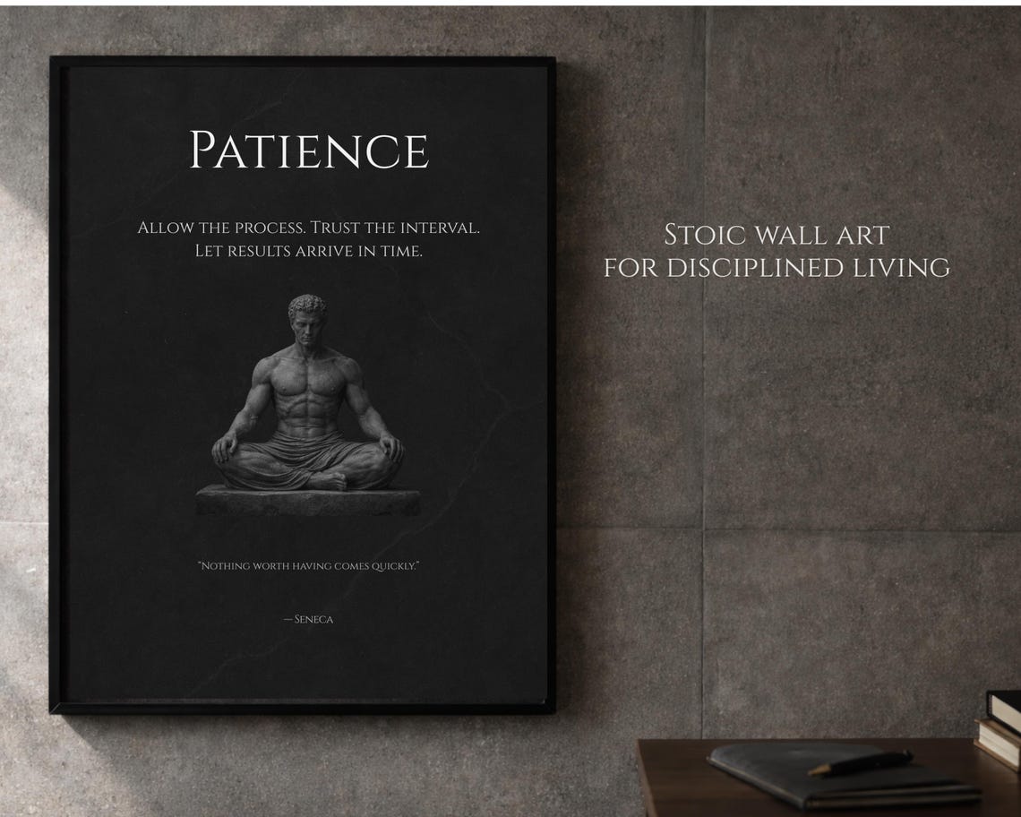 Stoic Patience Poster | Minimalist Wall Art Calm Endurance Philosophy ...