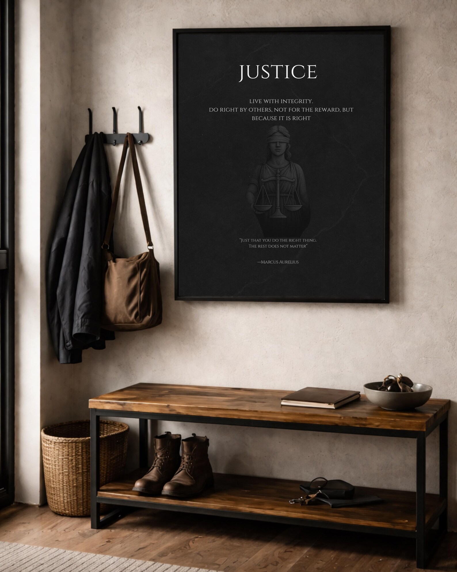 Justice Stoic Poster | Minimalist Wall Art | Self-discipline Definition ...