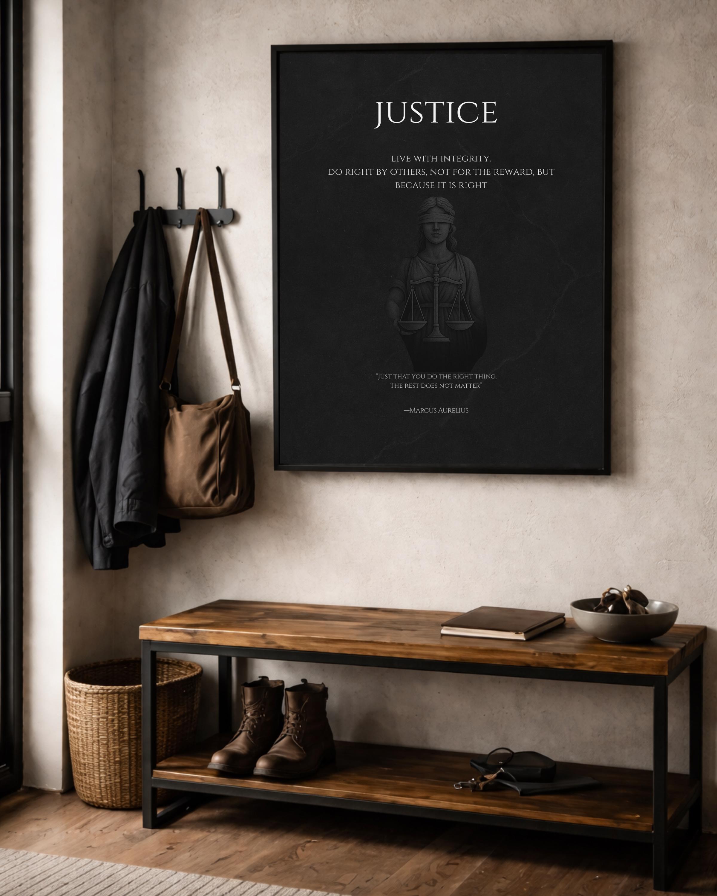Justice Stoic Poster | Minimalist Wall Art | Self-discipline Definition ...