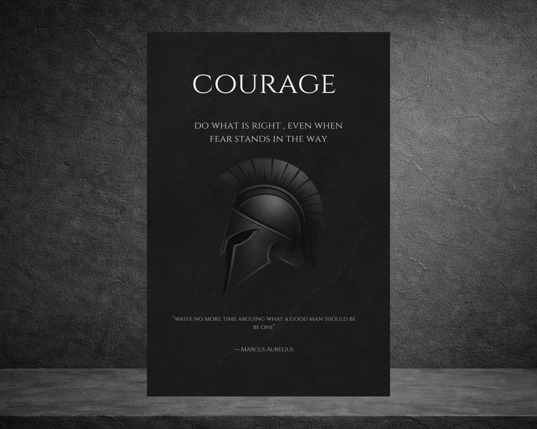 Courage Stoic Poster | Minimalist Wall Art | Stoicism Definition Print ...