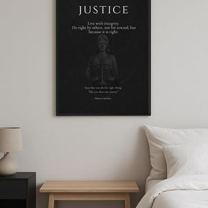 Justice Stoic Poster | Minimalist Wall Art | Self-discipline Definition ...