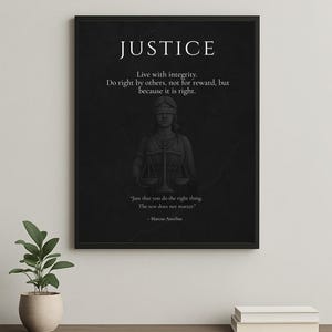 Justice Stoic Poster | Minimalist Wall Art | Self-discipline Definition ...