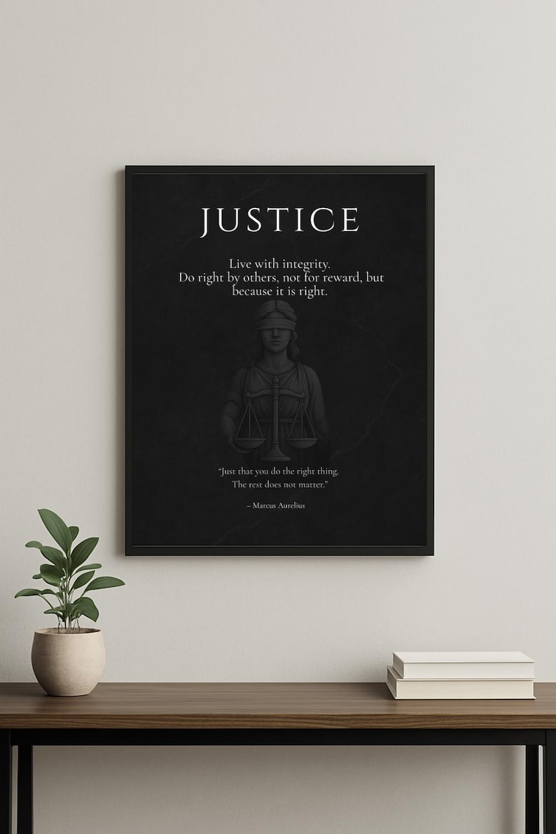 Justice Stoic Poster | Minimalist Wall Art | Self-discipline Definition ...