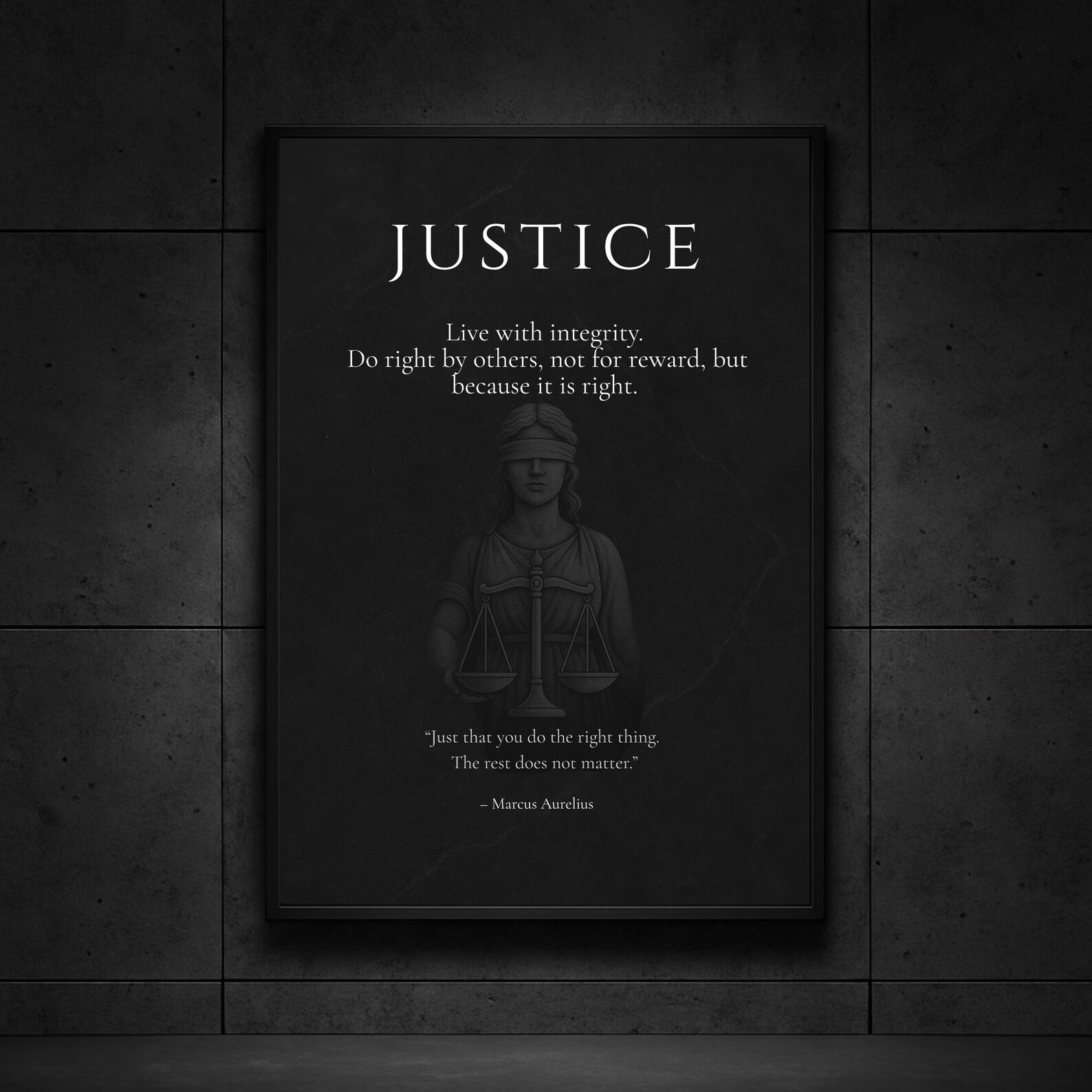Justice Stoic Poster | Minimalist Wall Art | Self-discipline Definition ...