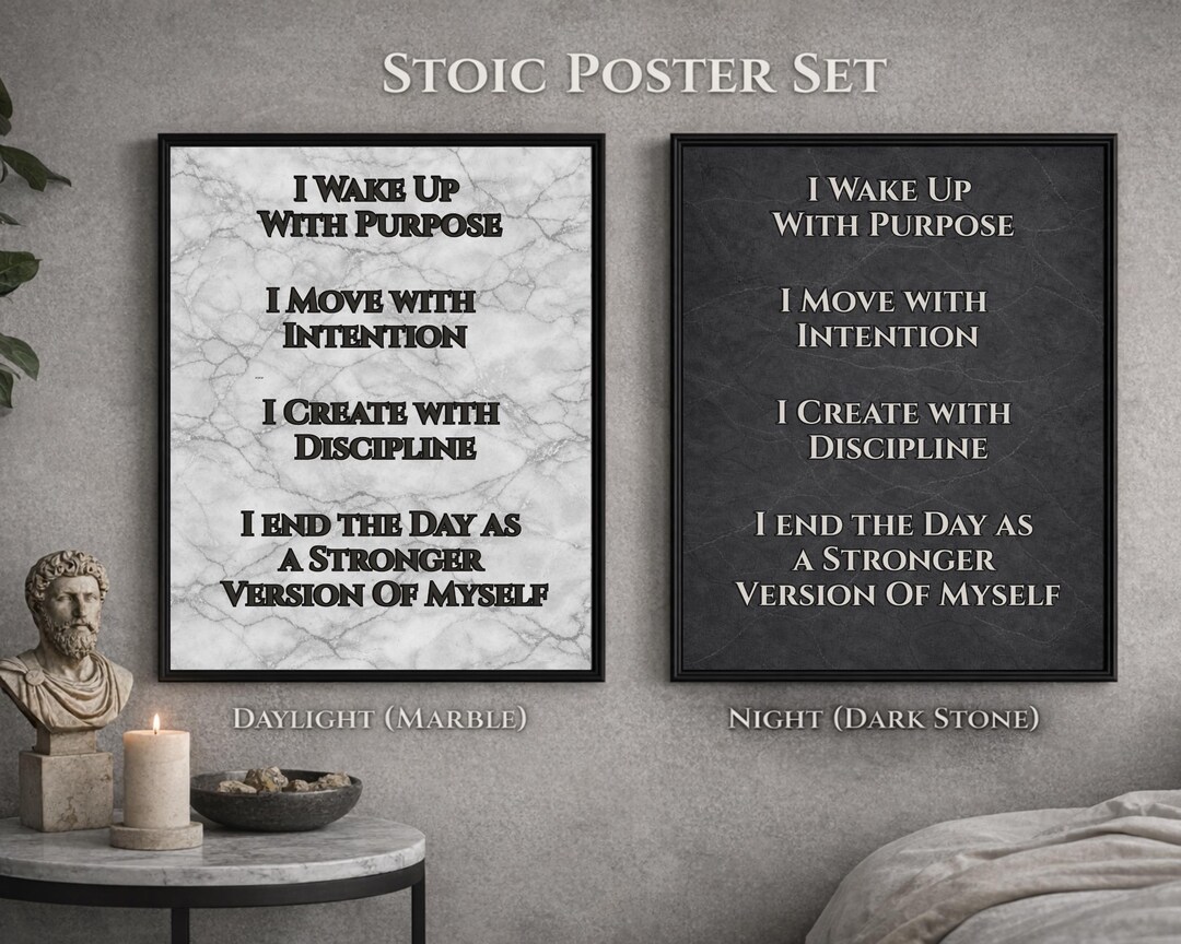 Stoic Morning Mantra Poster – Printable Wall Art (day & Night Styles ...