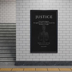 Justice Stoic Poster | Minimalist Wall Art | Self-discipline Definition ...
