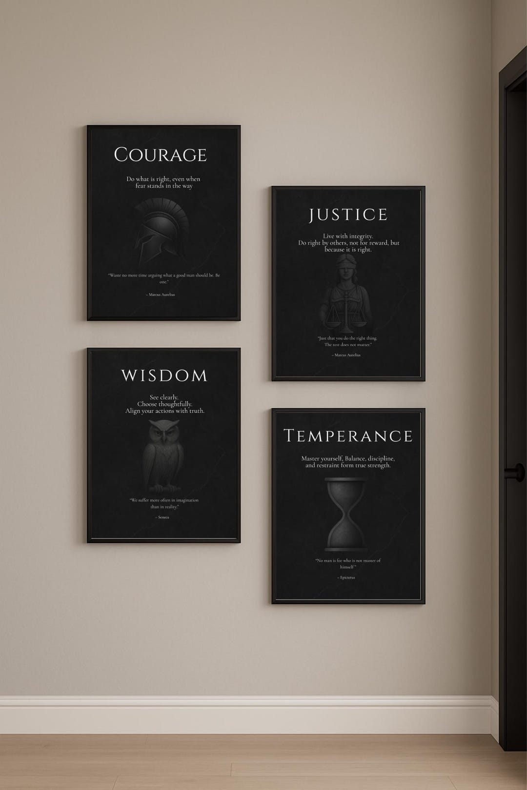 Stoic Principles Poster Bundle (4 Prints) | Courage, Temperance ...