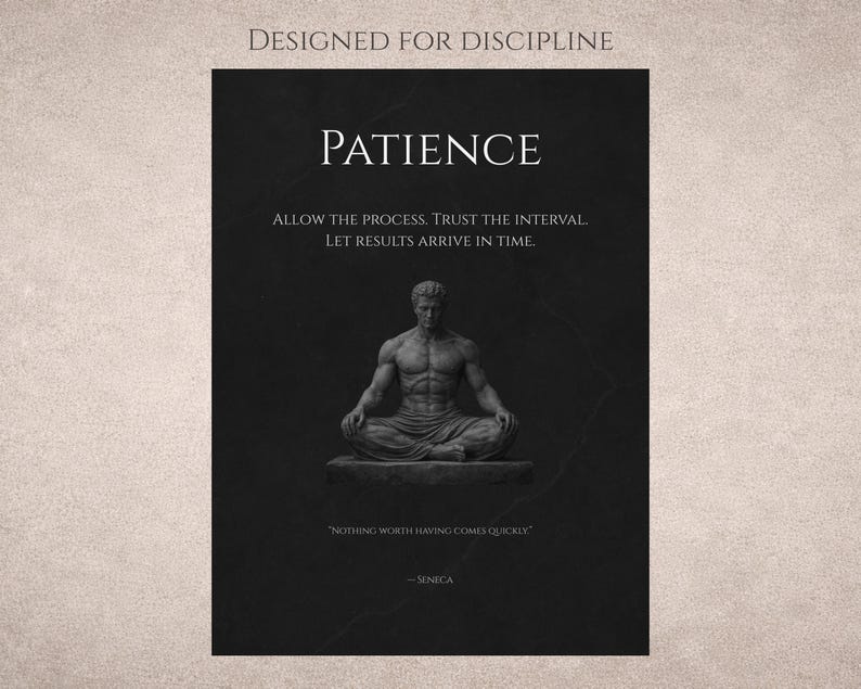 Stoic Patience Poster | Minimalist Wall Art Calm Endurance Philosophy ...