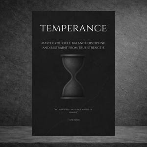 Temperance Stoic Poster | Minimalist Wall Art | Stoicism Definition ...