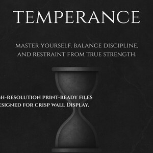 Temperance Stoic Poster | Minimalist Wall Art | Stoicism Definition ...