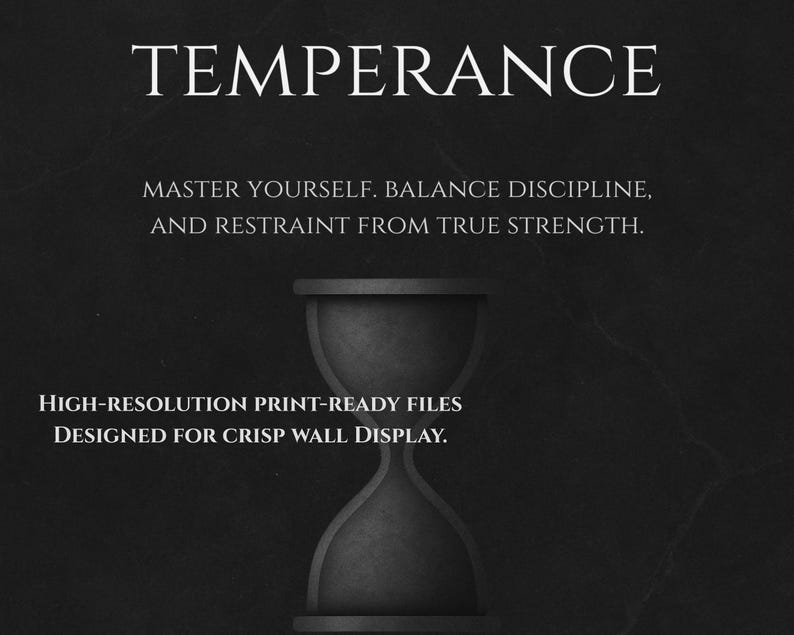 Temperance Stoic Poster | Minimalist Wall Art | Stoicism Definition ...