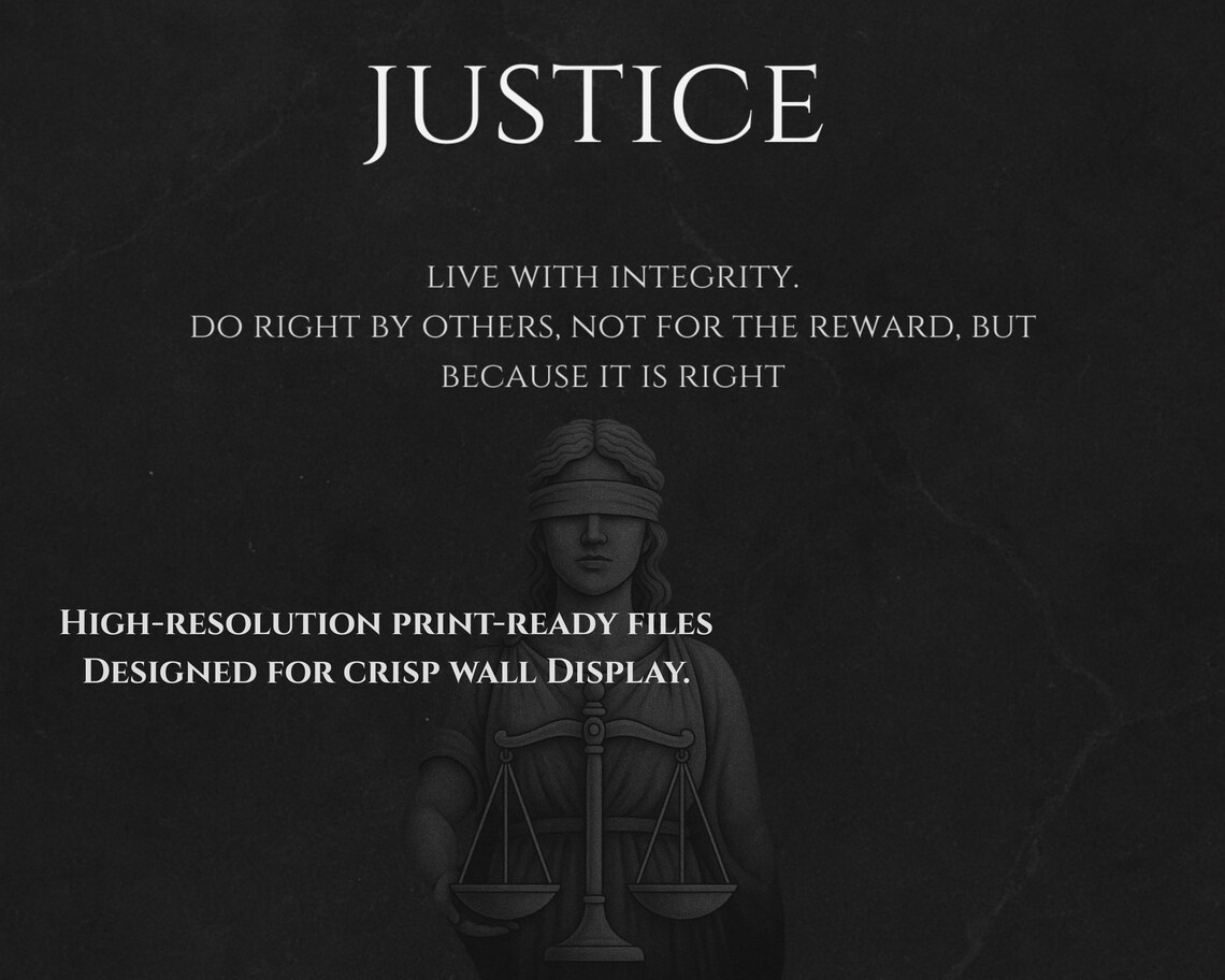 Justice Stoic Poster | Minimalist Wall Art | Self-discipline Definition ...
