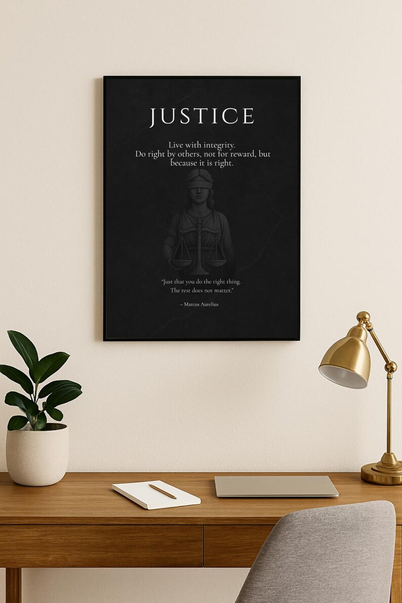 Justice Stoic Poster | Minimalist Wall Art | Self-discipline Definition ...