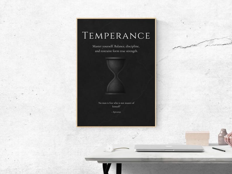 Temperance Stoic Poster | Minimalist Wall Art | Stoicism Definition ...