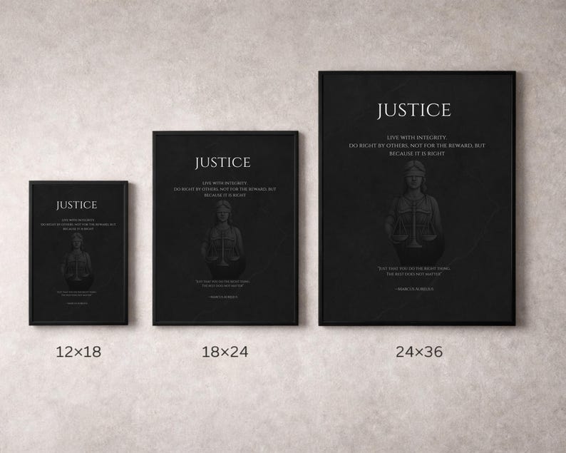 Justice Stoic Poster | Minimalist Wall Art | Self-discipline Definition ...