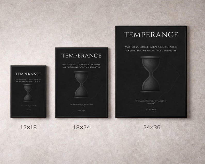 Temperance Stoic Poster | Minimalist Wall Art | Stoicism Definition ...